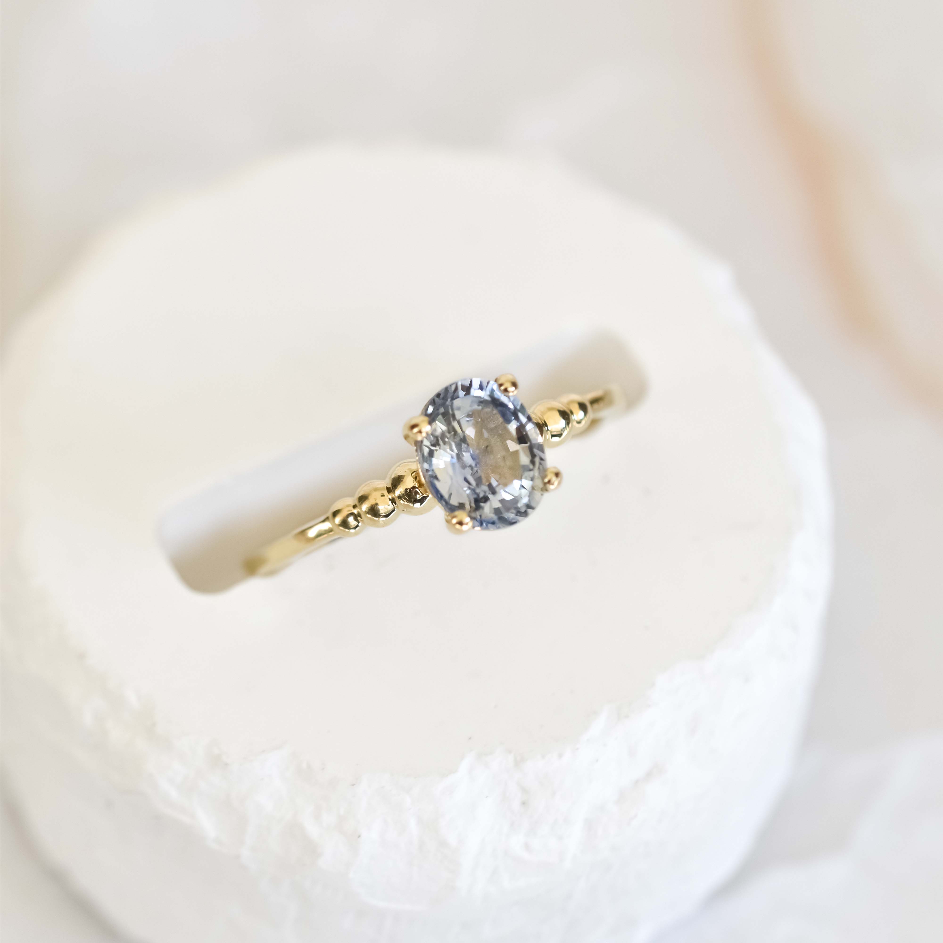 Light Blue Sapphire Engagement Ring In 14k Yellow Gold Gradient Ball ...