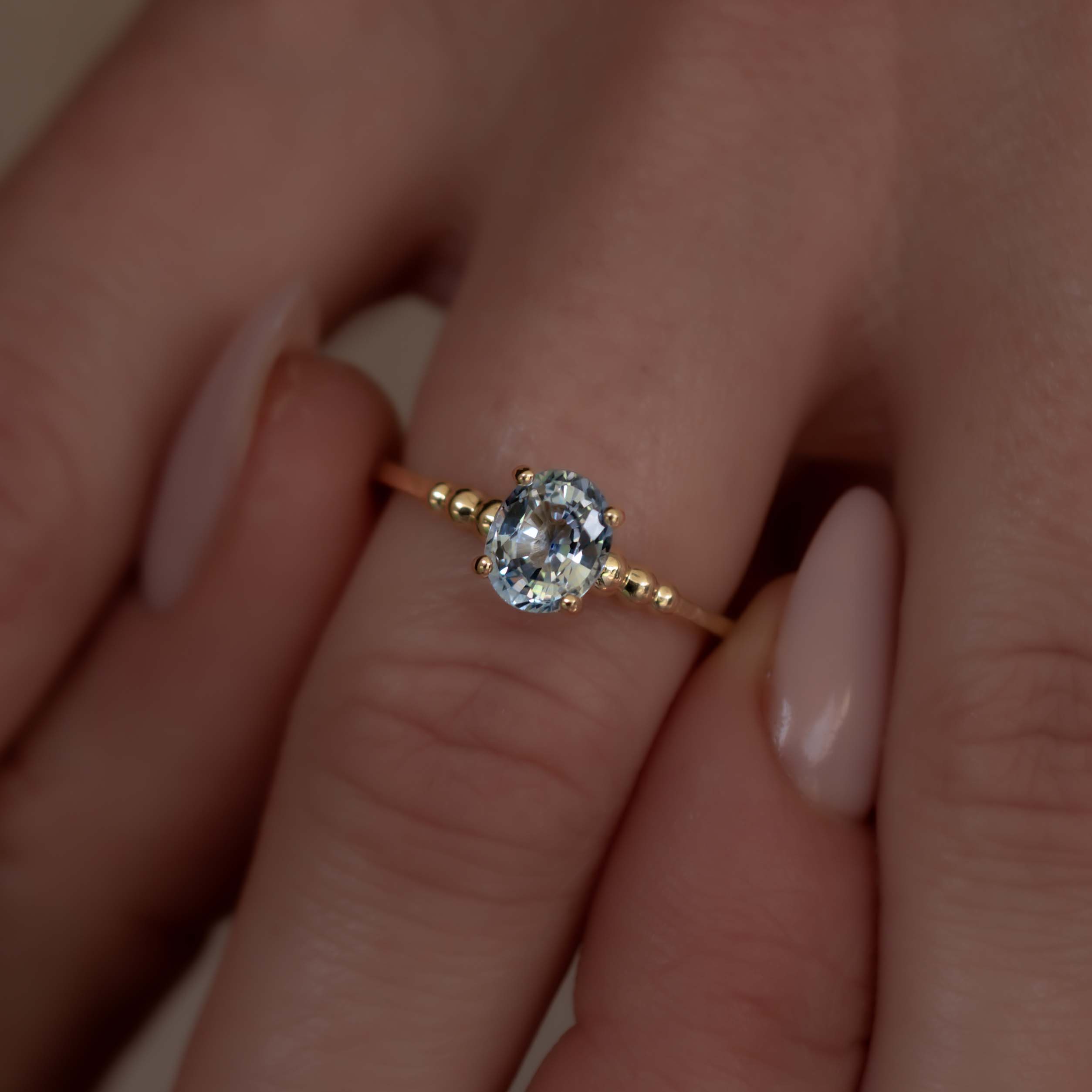 Light Blue Sapphire Engagement Ring In 14k Yellow Gold Gradient Ball ...