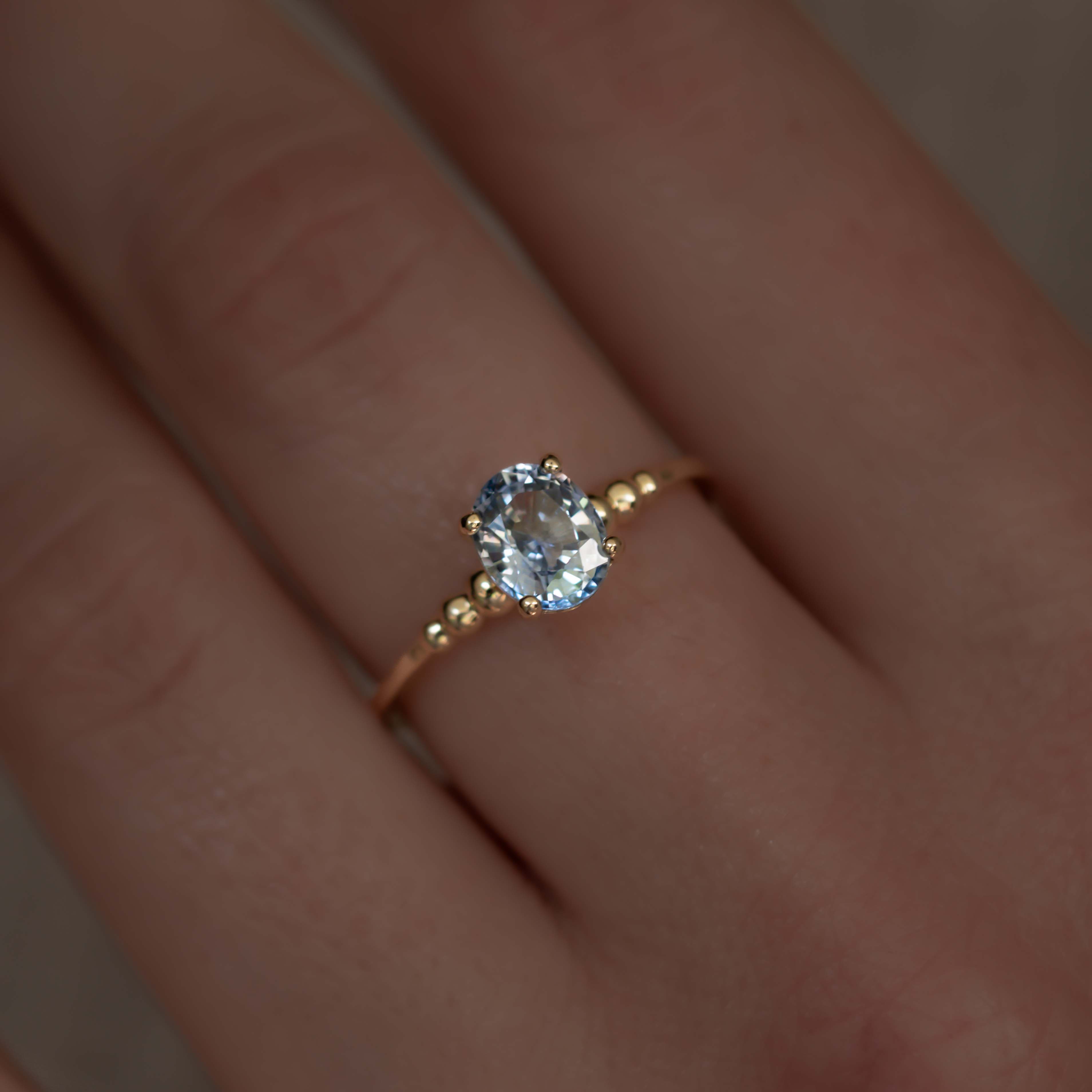 Light Blue Sapphire Engagement Ring In 14k Yellow Gold Gradient Ball ...